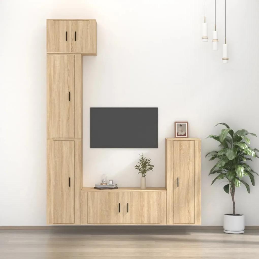vidaXL 5dílný set TV skříněk kompozitní dřevo [3188799] Barva: bílá s vysokým leskem