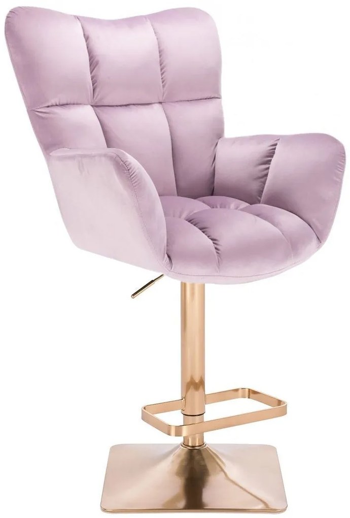 LuxuryForm DESIGN Barové křeslo AURORA VELUR na zlaté hranaté podstavě - levandule