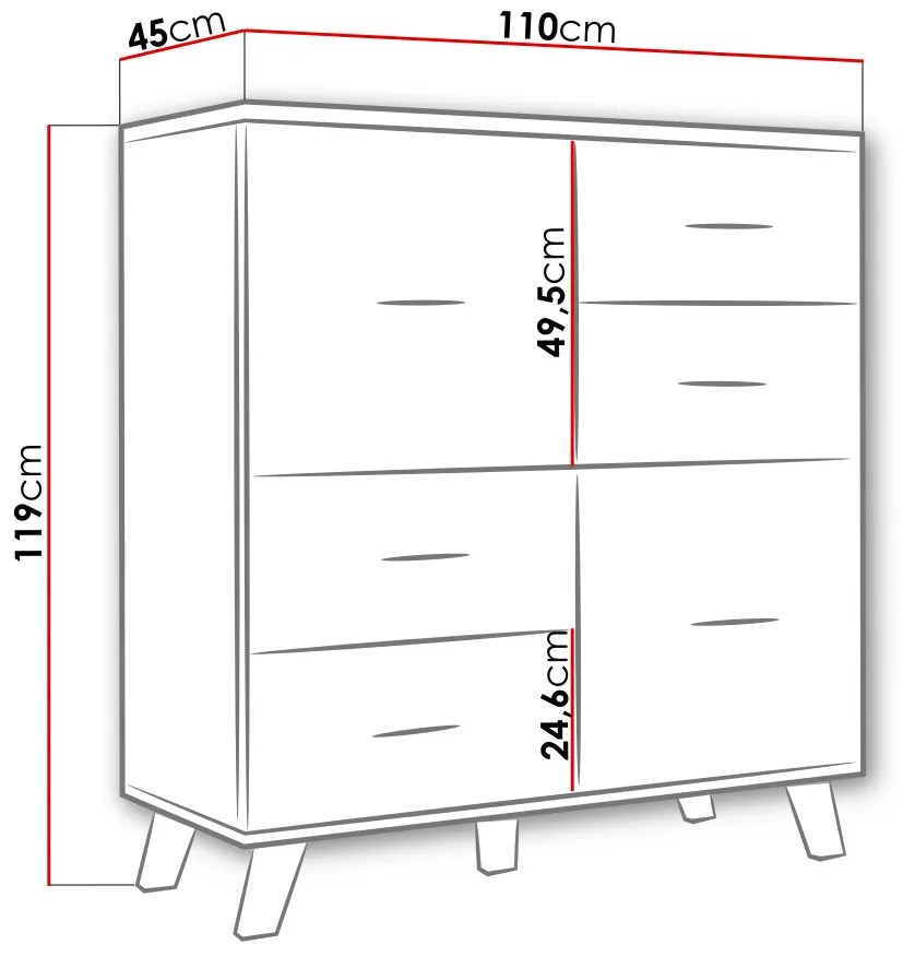 Kombinovaná komoda COLINA 2 - dub wotan / černá