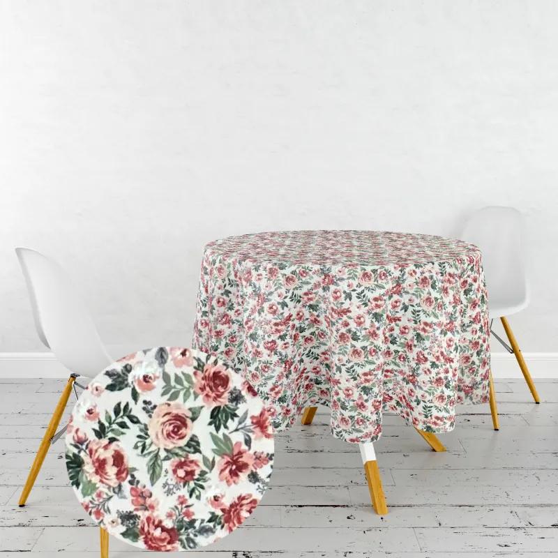 Ervi bavlněný ubrus na stůl oválný - Kvetoucí růže červené