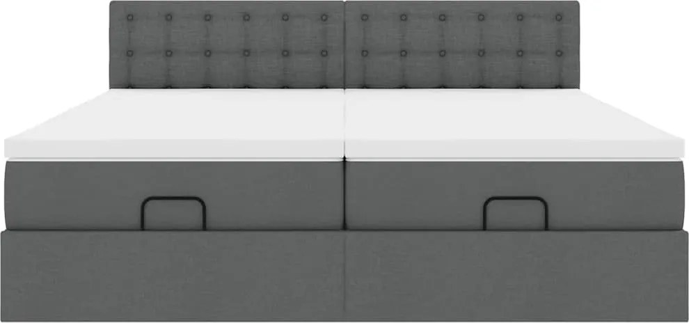 Osmanský rám postele s matrací tmavě šedá 180x200cm textil 3312037