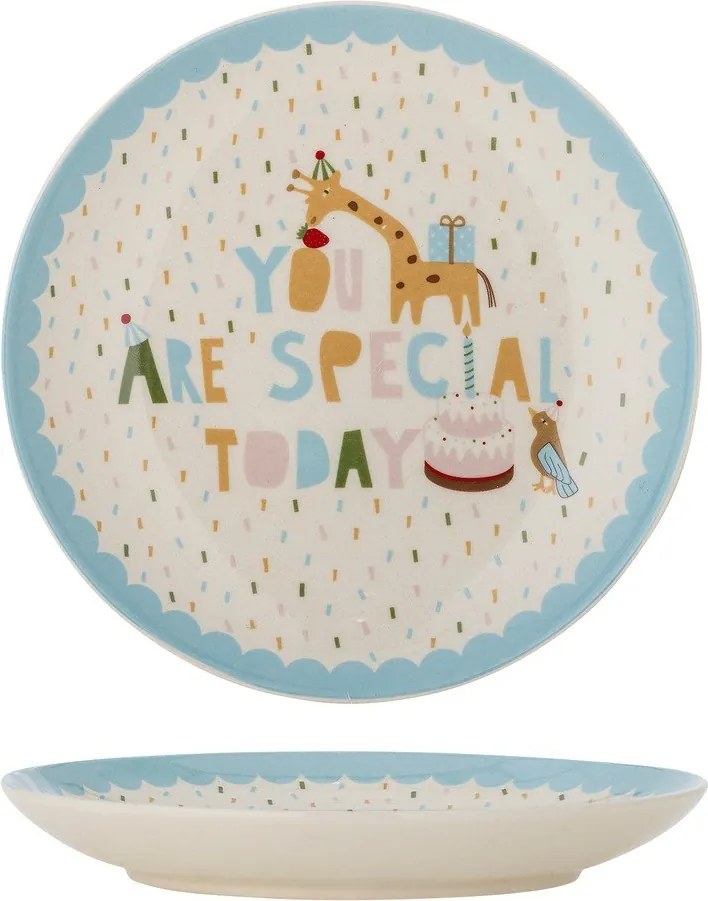 Světle modrý/krémový dětský talíř z kameniny ø 16 cm Celebrate – Bloomingville Mini