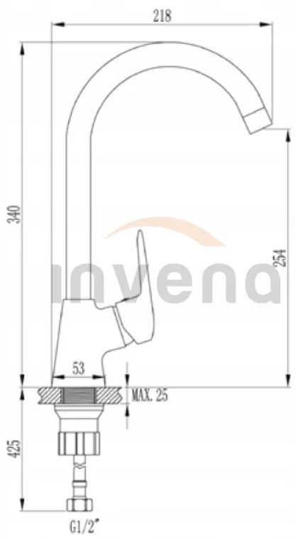 Invena Corso, stojánková dřezová baterie s otočným ramenem, černá, BZ-81-L04-X