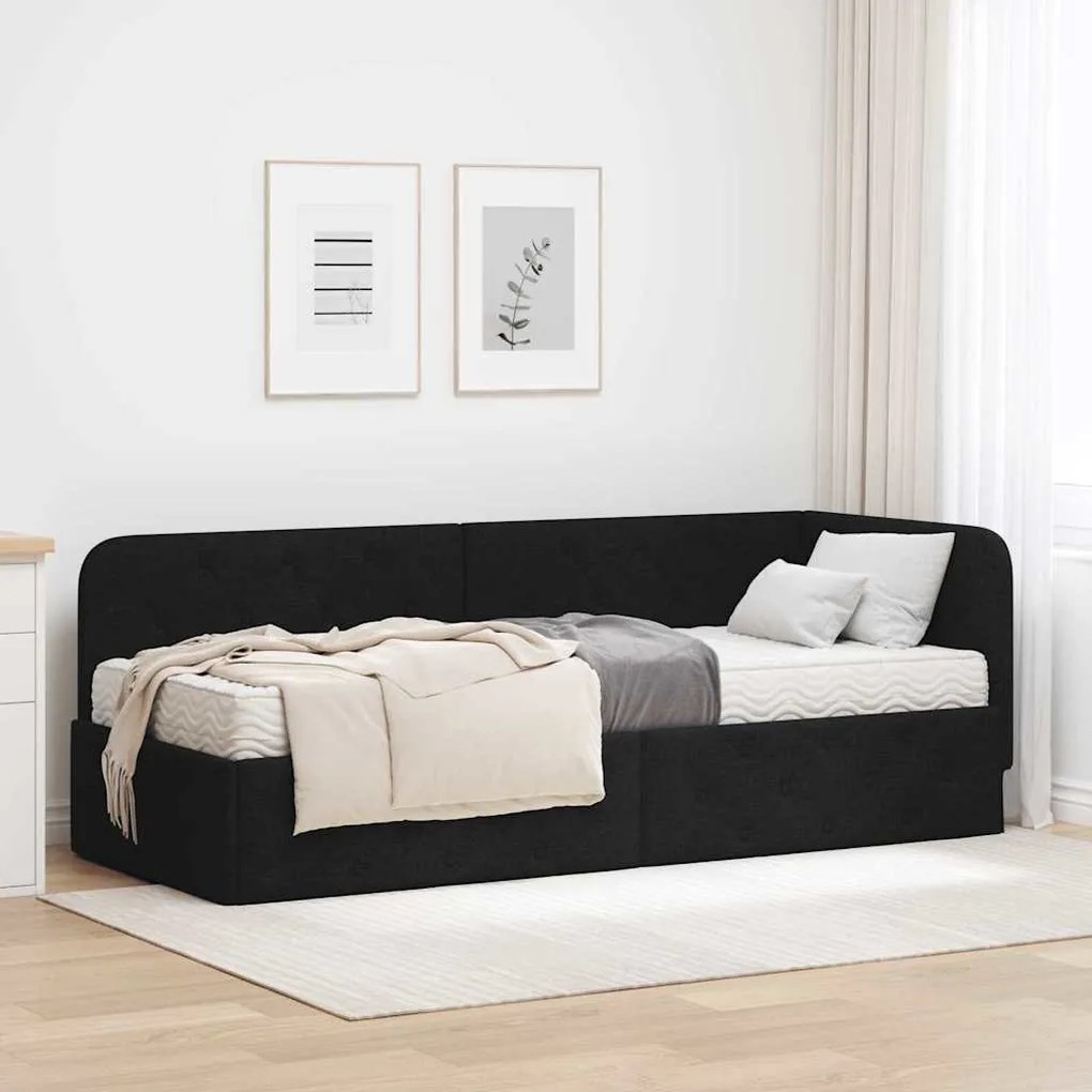Rohový rám postele Černý 80 x 200 cm textil 3394031