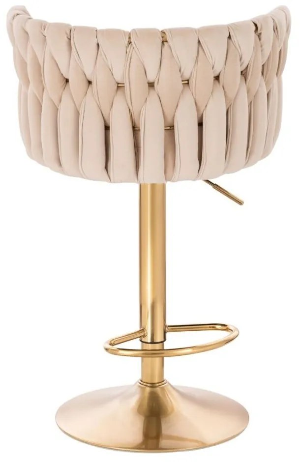 LuxuryForm DESIGN Barová židle LYON VELUR na zlaté kulaté podstavě - krémová