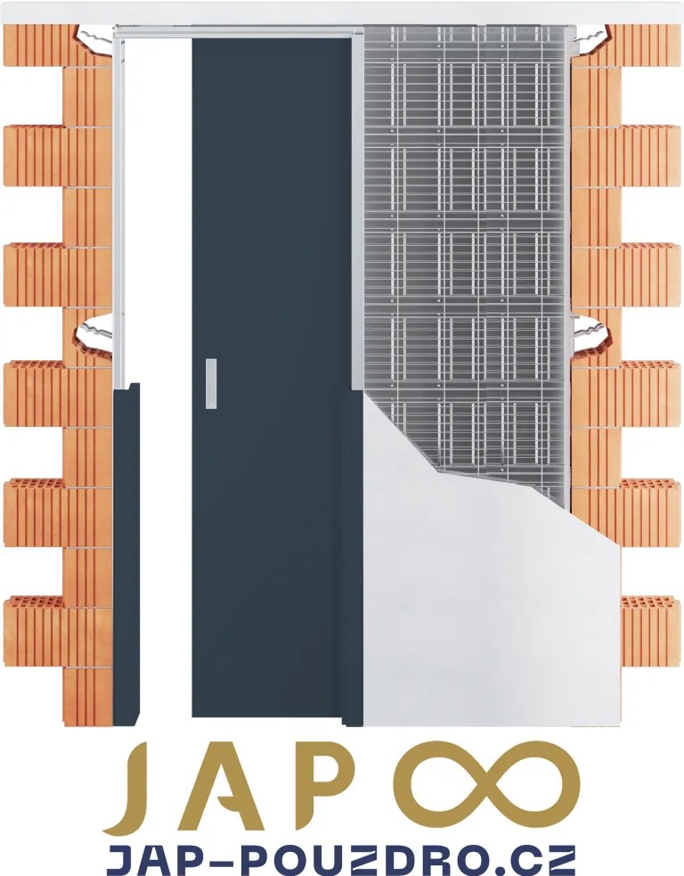 1200 mm - Stavební pouzdro JAP 705 NORMA LINE - STANDARD - ZEĎ Tloušťka pouzdra: (100mm) - 125mm příčka, Výška: ATYP - napište do poznámky