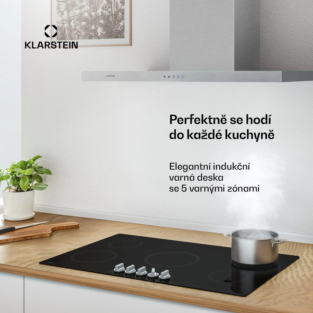 Klarstein Kochheld indukční varná deska | Elegantní a výkonná | 5 varných zón | 8700 W | 90 cm