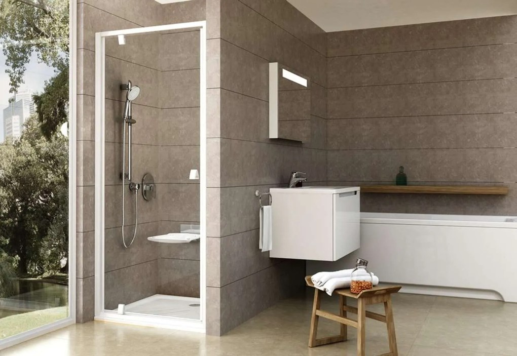 Ravak Pivot - Sprchové dveře pivotové, 90 cm, bílá/čiré sklo 03G70101Z1