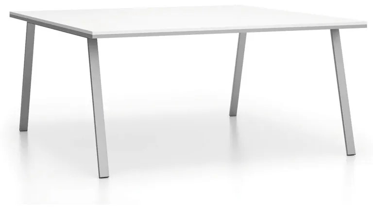 Kancelářský jednací stůl DOUBLE LAYERS, bez přepážek, bílá / šedá