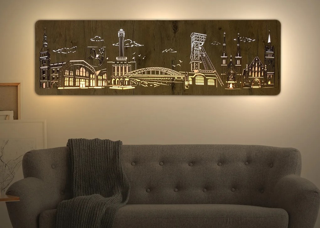 Li-Go "Ostrava" světelný obraz 230V 130x40 cm provedení povrchu: dub světlý