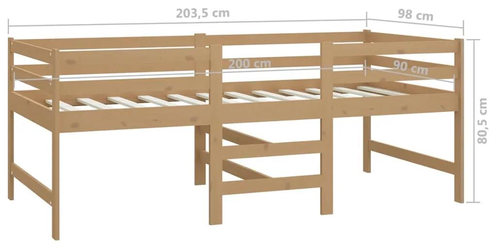 Středně vysoká postel medově hnědá masivní borovice 90 x 200 cm - Default Title