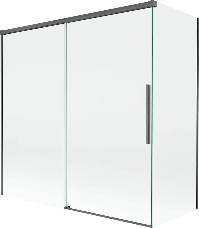 Mexen Rox, 2-křídlová posuvná vanová zástěna 160 + 75 x 150 cm, 8mm čiré sklo, broušený grafit profil, 8C9-160-075-66-00