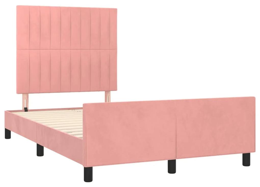 vidaXL Rám postele s čelem růžový 120 x 190 cm samet