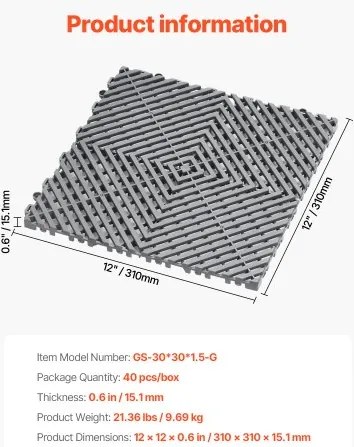 Drenážní rohož Drenážní podlahová rohož 30,5 × 30,5 cm modulární zámkový polštář