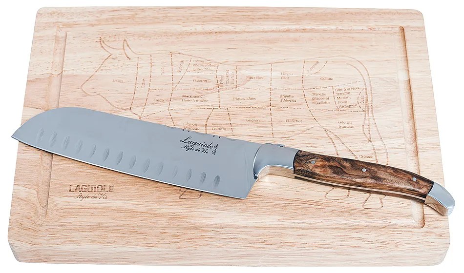 Laguiole Style de Vie Nůž Santoku s dřevěným prkénkem - Luxury