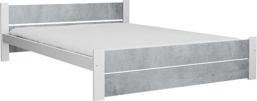 Postel IKAROS DOUBLE 140 x 200 cm, beton/bílá Matrace: Matrace Coco Maxi 20 cm, Rošt: S laťkovým roštem