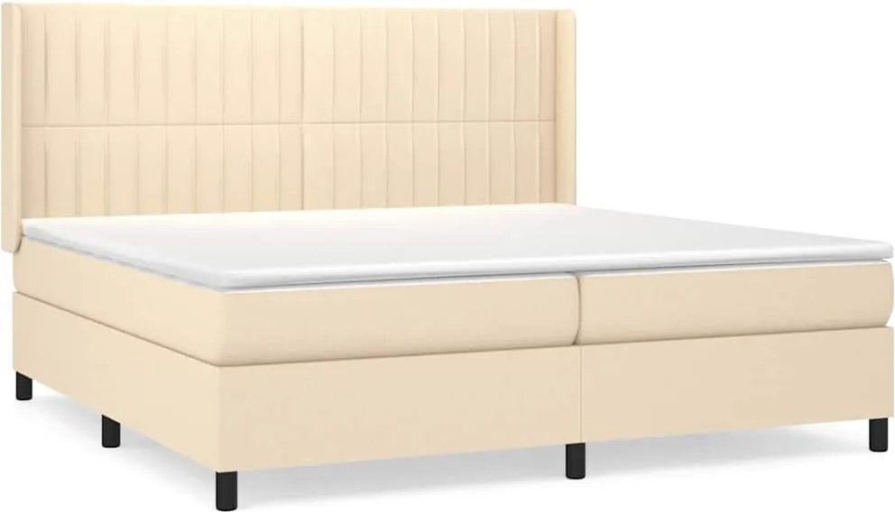 Box spring postel s matrací krémová 200x200 cm textil 3131622