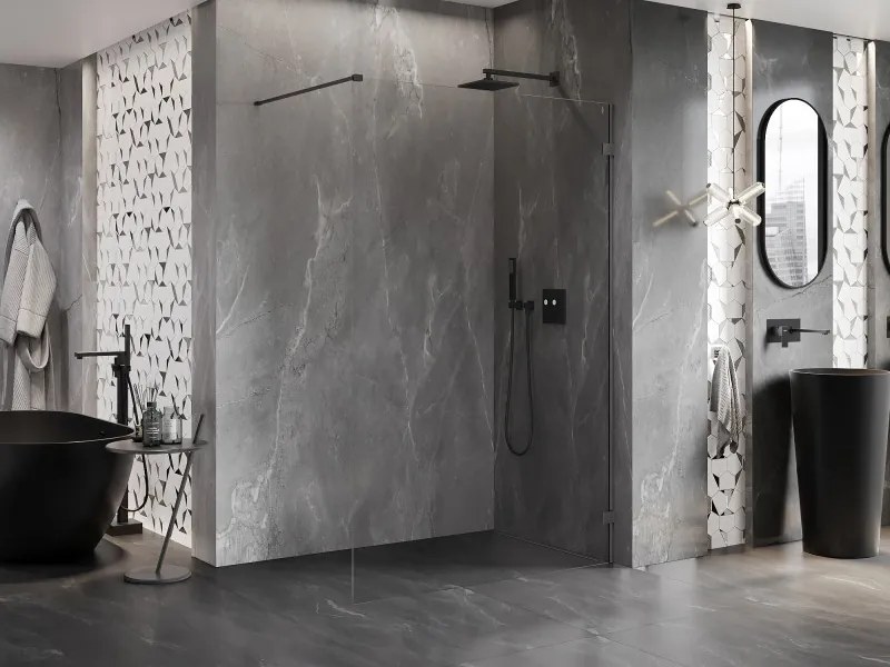 Mexen Lunar sprchová stěna pravá 60 x 200 cm, 8mm čiré sklo, broušený grafit, 830-060-000-66-00-P