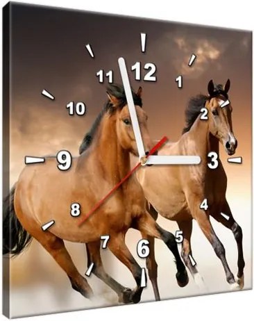 Tištěný obraz s hodinami Stádo koní 30x30cm ZP1251A_1AI