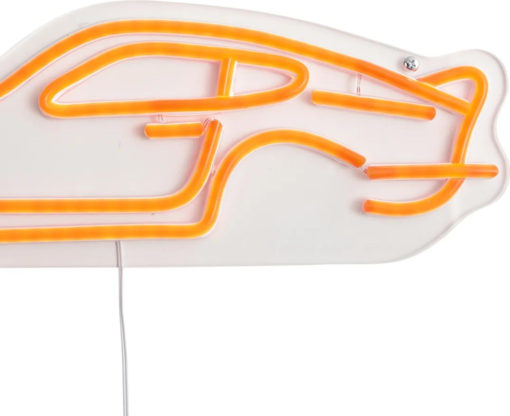 Neonová nástěnná lampa oranžová vč. LED - Auto