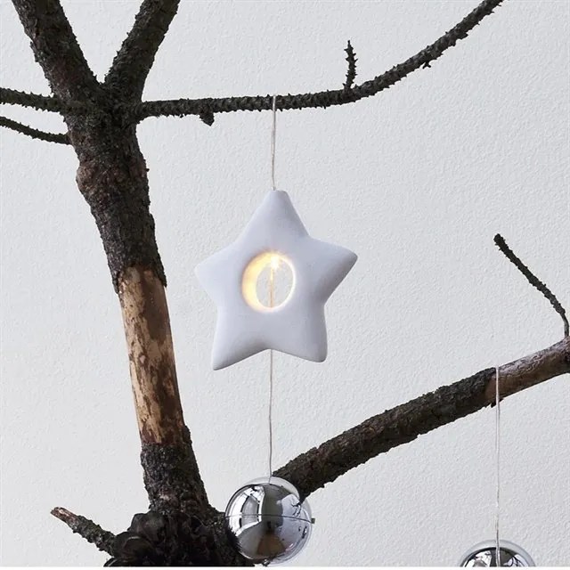 LED závěsná dekorace hvězda 8 cm, na baterie CR2032