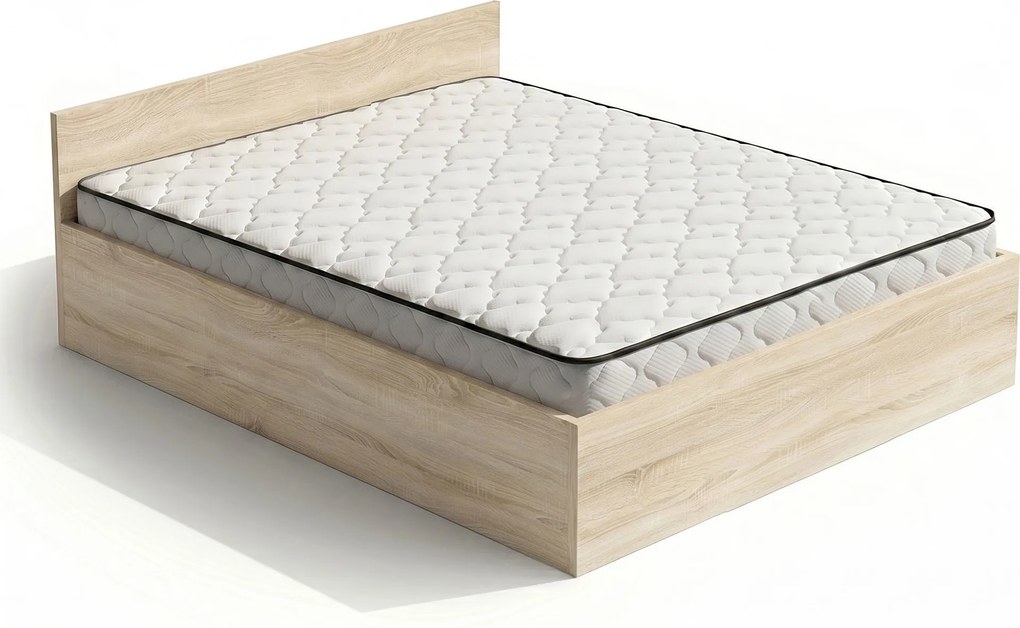 Dvoulůžková postel Trento 160x200 se zvedacím roštem a matrací dub Sonoma
