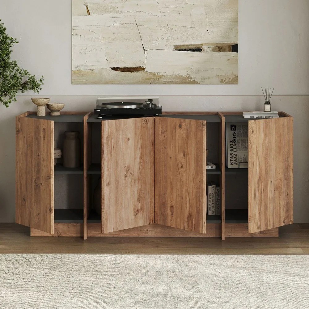 Komoda v dekoru borovice s dírou na kabely v přírodní barvě 180x80x45 cm Dorma – Kalune Design