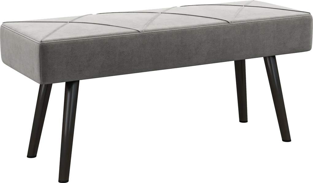 HOMCOM čalouněná lavice sametového vzhledu lavice k posteli lavice do předsíně X-vzor do 120 kg šedá 100x36x45 cm do ložnice |
