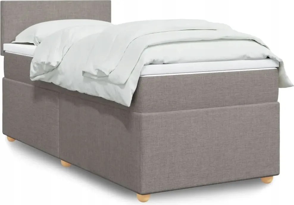 Box Spring Postel S Matrací Textil Taupe Hladký design 90 x 200 cm