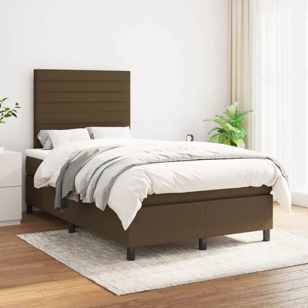 Box spring postel s matrací tmavě hnědá 120x200 cm textil 3141844