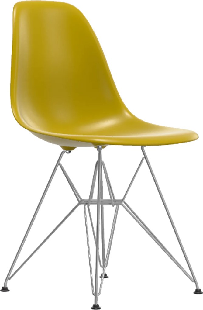 Výprodej Vitra designové židle DSR - skořepina hořčicová, podnož chromová