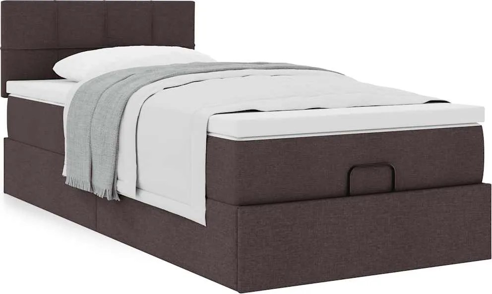 Osmanský rám postele s matrací tmavě šedá 90x190cm textil 3311424