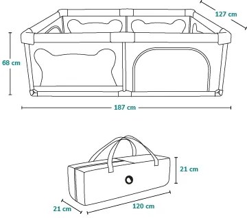 Lionelo - Hrací ohrádka WILLOW šedá