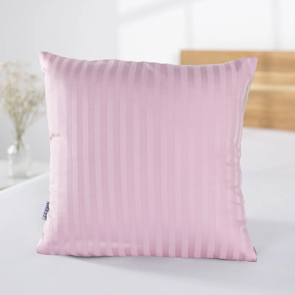 Damaškový saténový povlak na polštář Pruh 10 mm - Light pink Velikost: 70 x 90