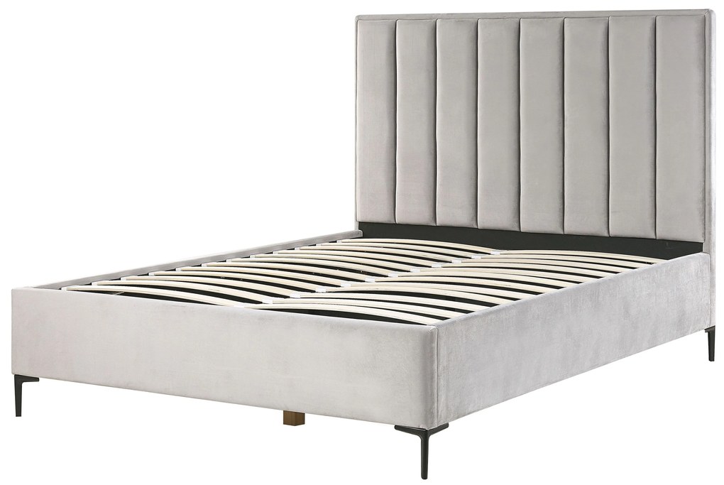 Sametová postel 160 x 200 cm šedá SEZANNE Beliani