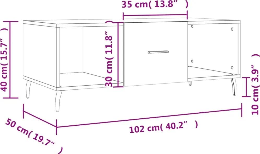 vidaXL Konferenční stolek 102 x 50 x 40 cm kompozitní dřevo [829318] Barva: kouřový dub