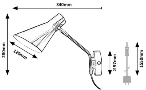 Rabalux 4504 - Nástěnná lampa ALFONS 1xE27/25W/230V