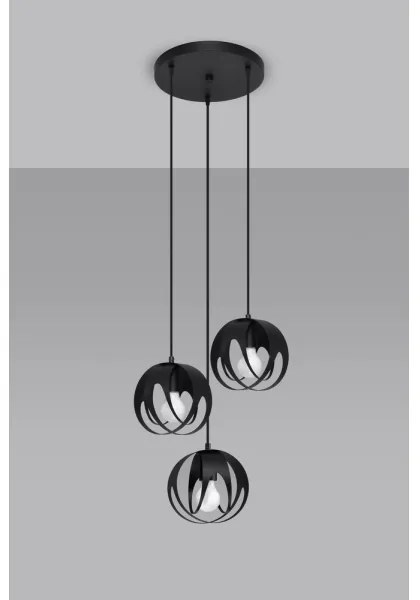 Sollux SL.1088 - Lustr na lanku TULOS 3xE27/60W/230V černá