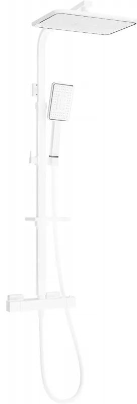 Mexen CQ54 odkrytý sprchový set s dešťovou sprchovou hlavicí a termostatickou sprchovou baterií, Bílá/Chromovaná - 772505495-21