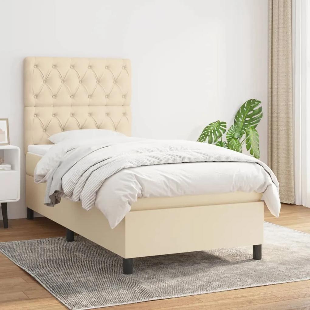 Box spring postel s matrací krémová 80 x 200 cm textil,  3141974