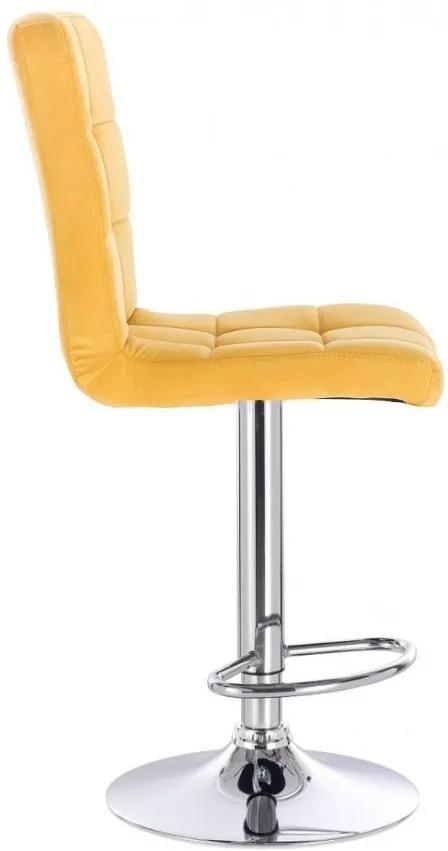 LuxuryForm Barová židle TOLEDO VELUR na stříbrném talíři - žlutá