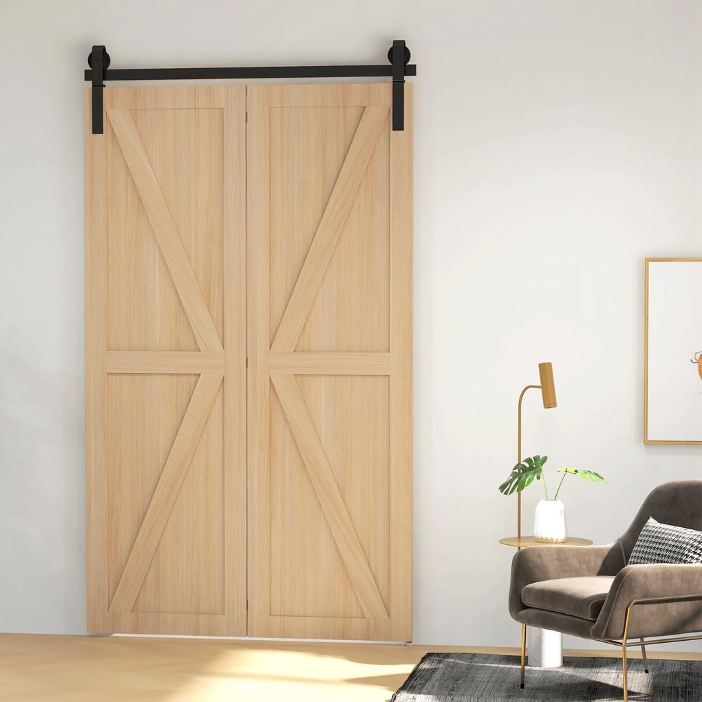 HOMCOM 122 CM Sada Kolejnic pro Posuvné Dveře pro Skládací Dveře se Systémem J pro 2 Dveře