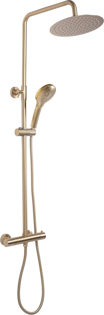 Rea Vincent, sprchový set s termostatickou baterií a dešťovou hlavicí 25cm, zlatá matná, REA-P6602