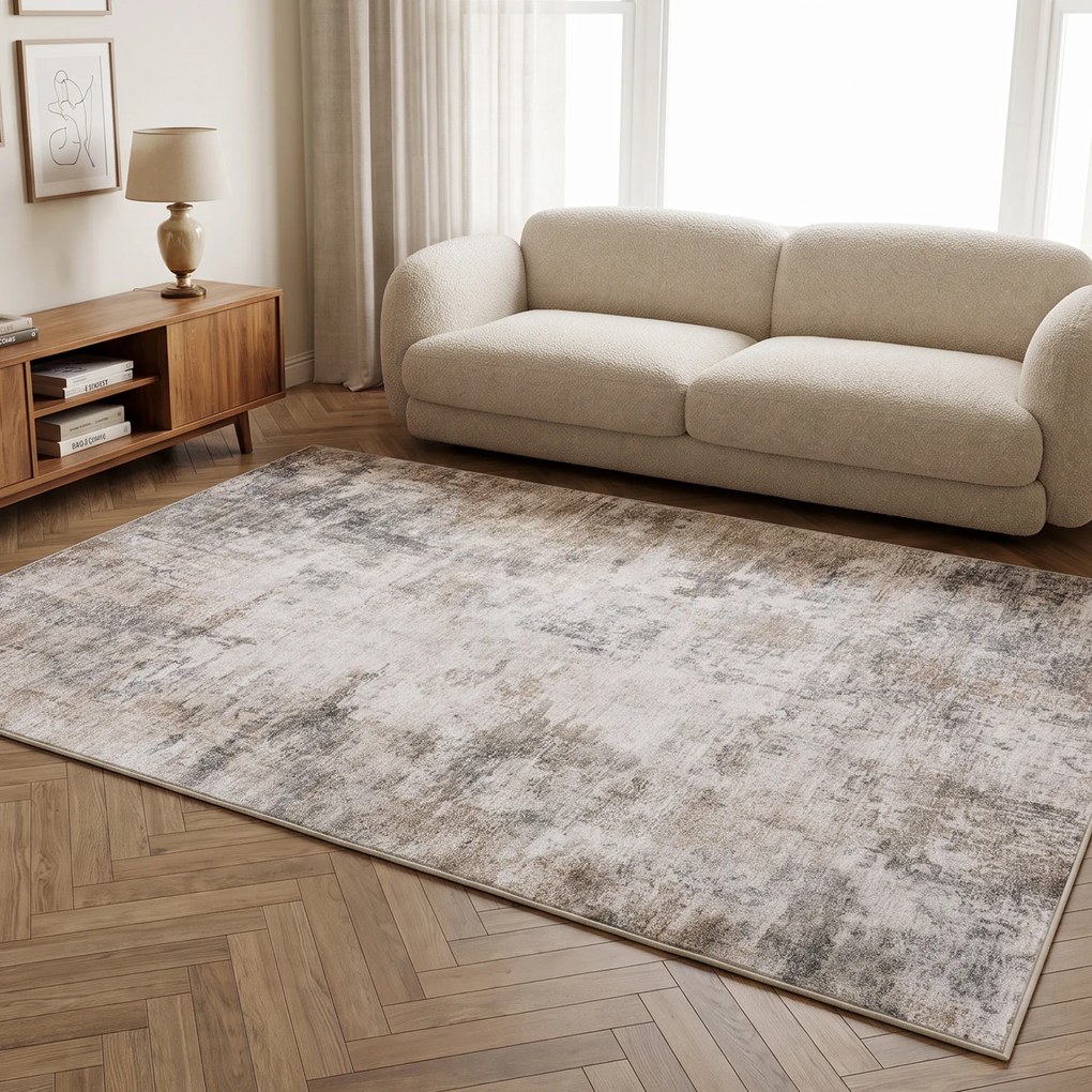 HOMCOM omyvatelný koberec s abstraktním vzorem, 230 × 160 cm, hnědá