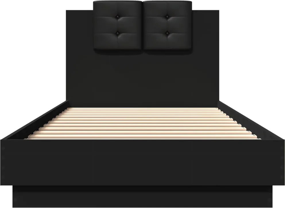 Rám postele s čelem černý 100 x 200 cm kompozitní dřevo 3209934