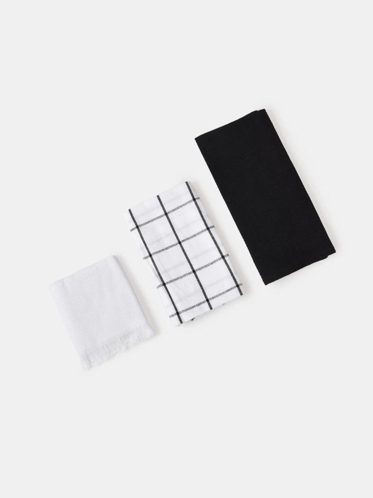 Sinsay - Sada kuchyňských utěrek 3 pack - černá