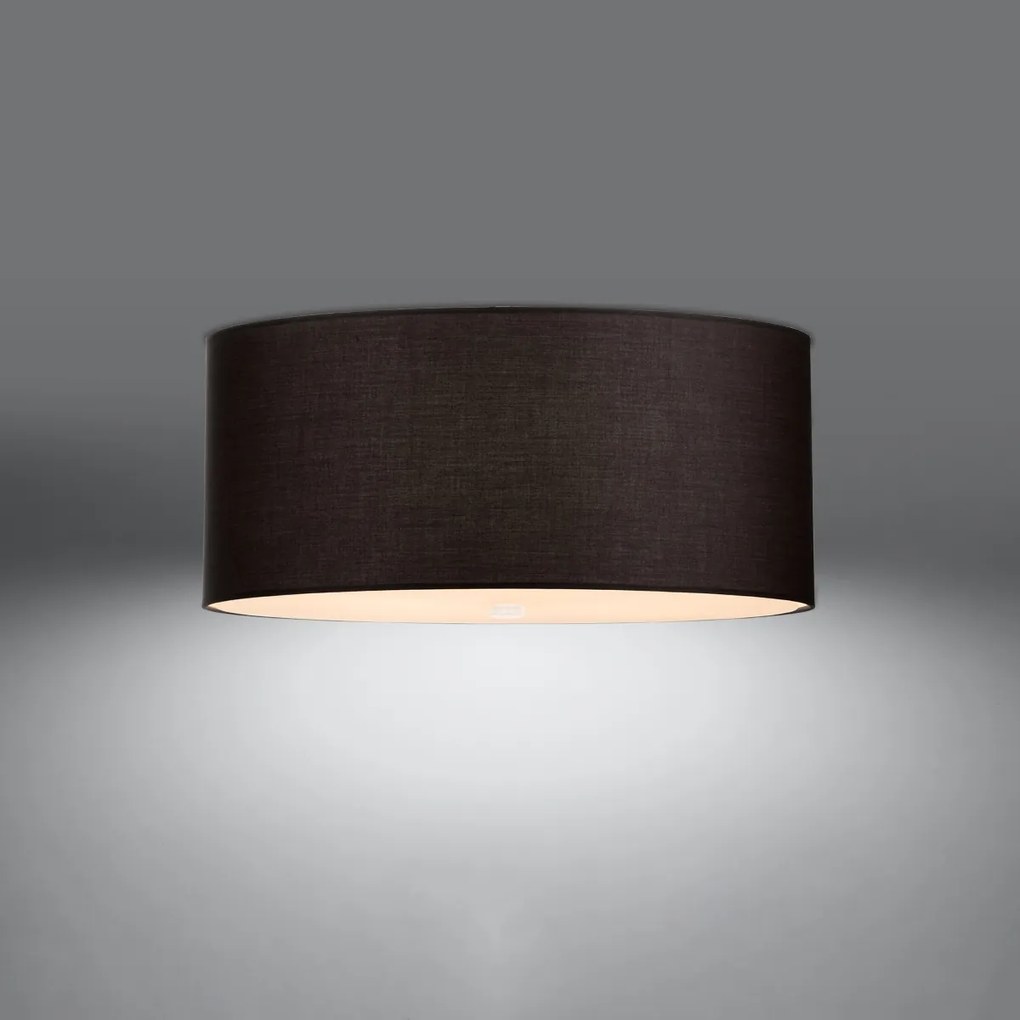 Stropní svítidlo Otto, 1x černé textilní stínítko, (bílé sklo), (fi 70 cm)