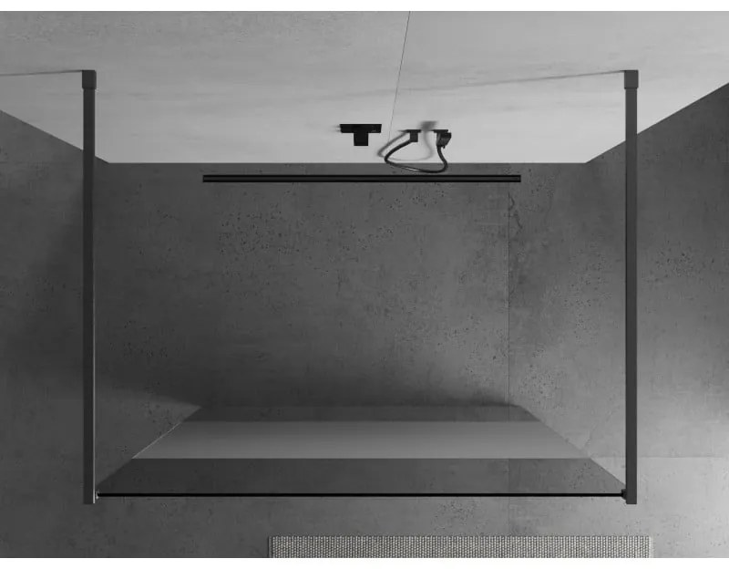 Mexen Kioto, sprchová zástěna Walk-In 130 x 200 cm, 8mm čiré sklo-námraza, grafitový profil, 800-130-002-66-35