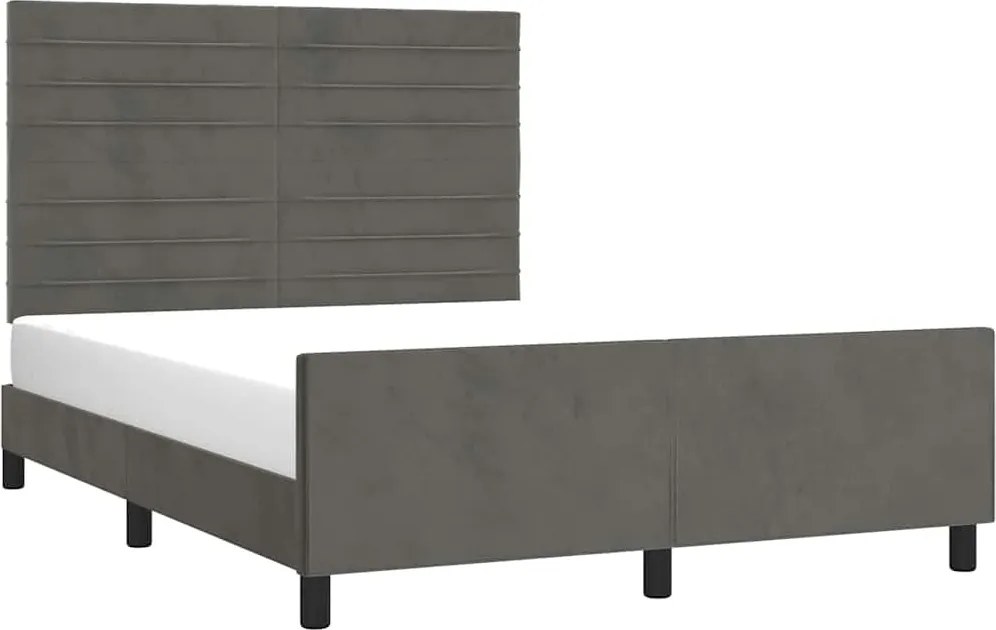 Rám postele bez matrace tmavě šedý 140 x 190 cm samet 3125813