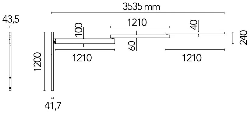 Flos Black Flag Pro, černé nástěnné skládací svítidlo s přímým a nepřímým světlem, 82W LED 2700K–5000K, 353cm